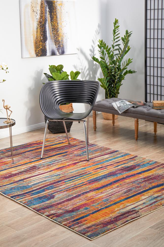 Dreamscape Strokes Modern Raspberry Rug